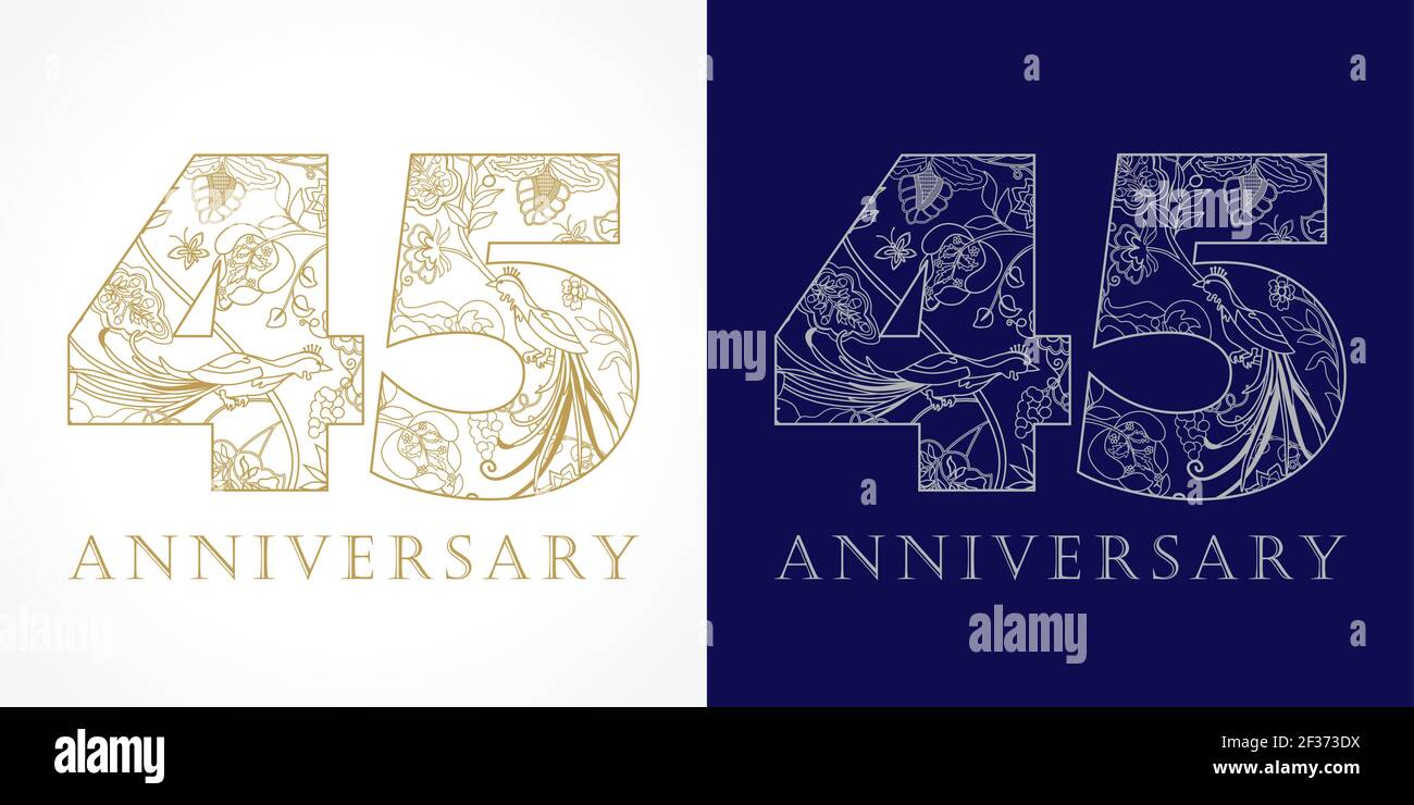 45 years old luxurious celebrating folk numbers. Template gold and ...