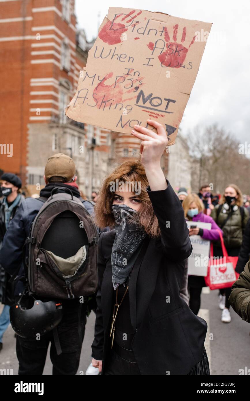 London, United Kingdom - March 14, 2021: Reclaim The Fight protests ...