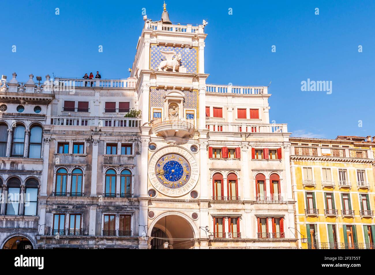Clock Tower of Saint Mark in St. Mark's Square in Venice, Italy in ...