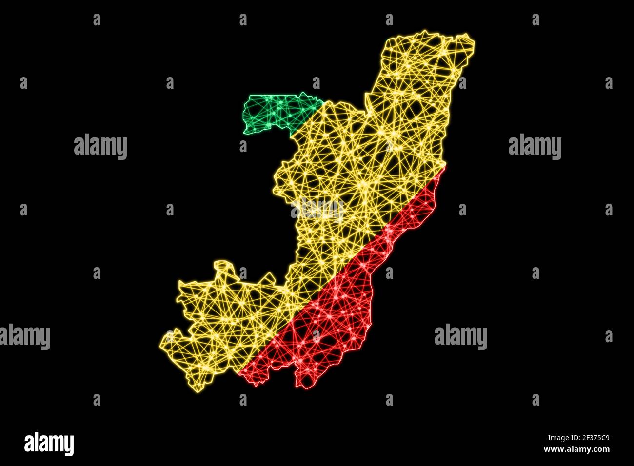 Map of Congo, Polygonal mesh line map, flag map Stock Photo - Alamy