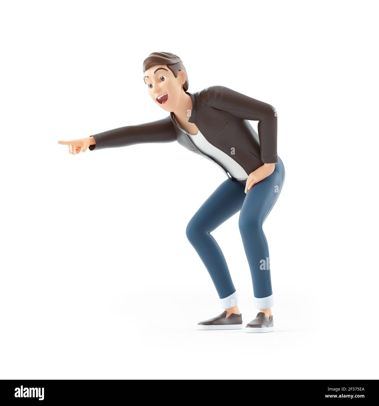 3d cartoon man mocking laughter, illustration isolated on white ...