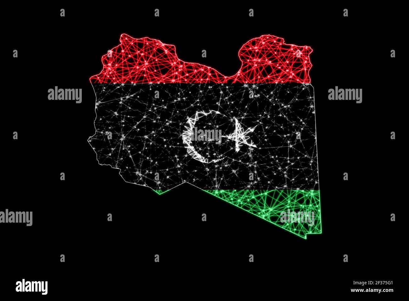 Map of Libya, Polygonal mesh line map, flag map Stock Photo - Alamy