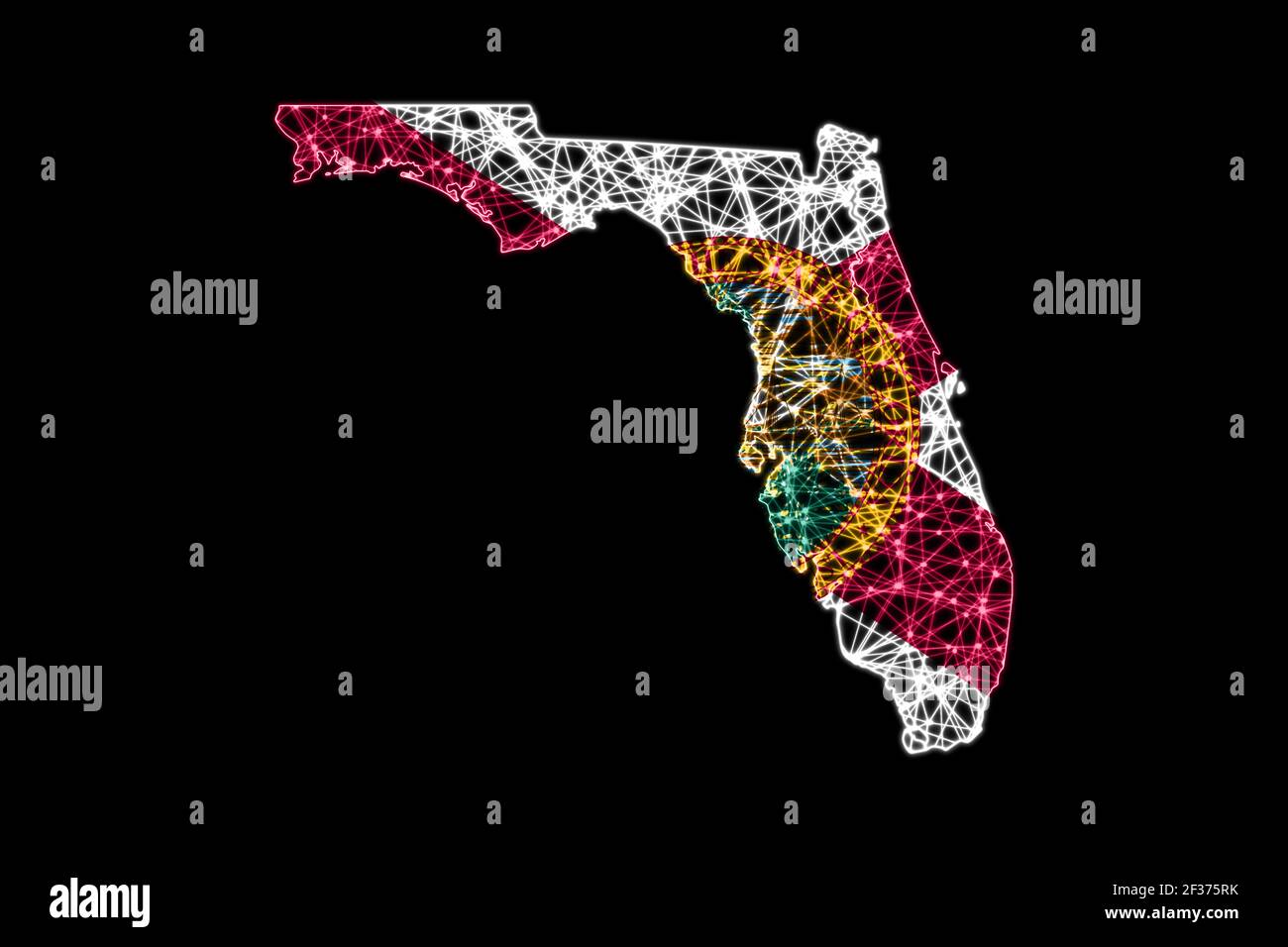 Map of Florida, Polygonal mesh line map, flag map Stock Photo - Alamy