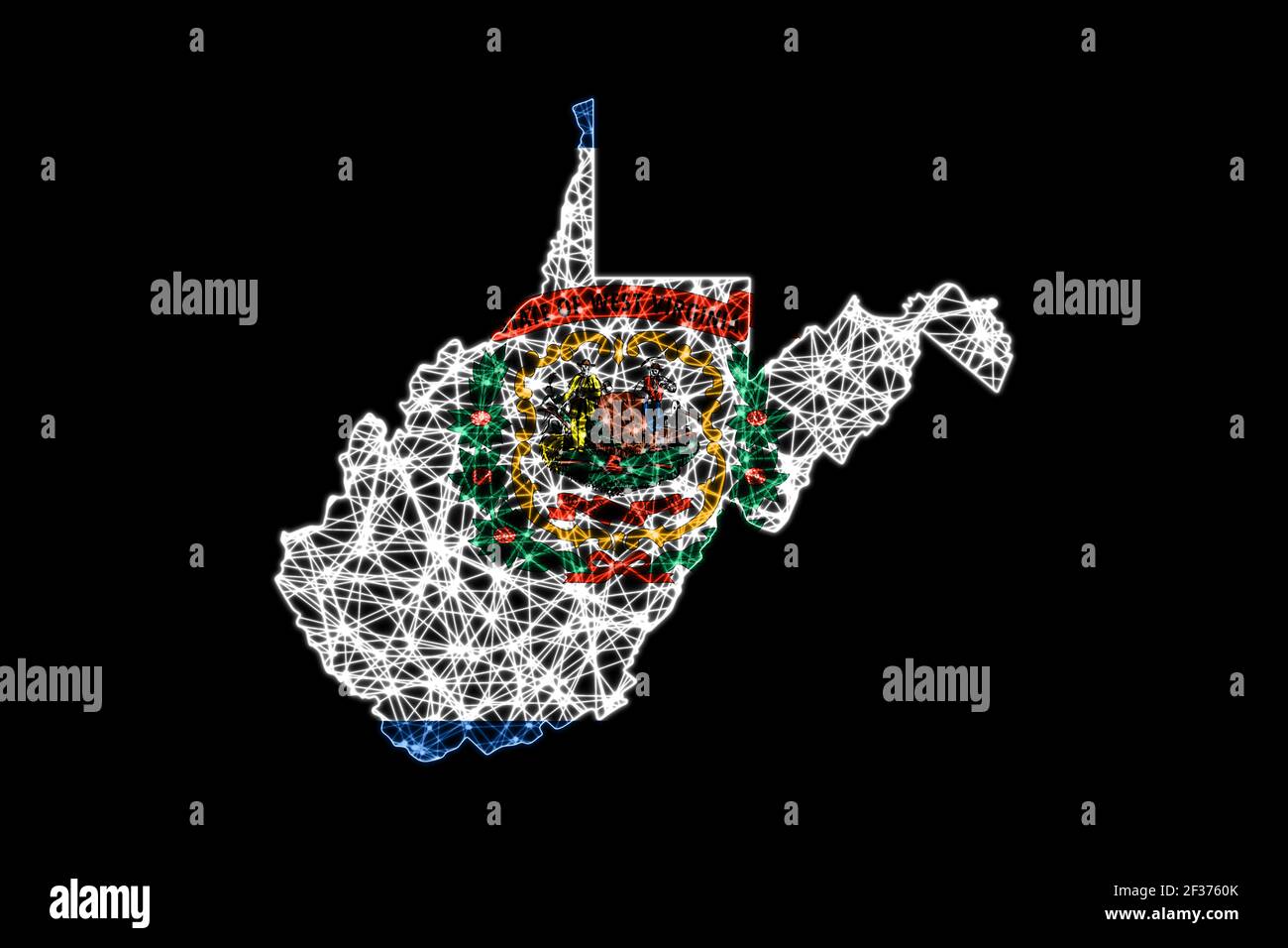 Map of West Virginia, Polygonal mesh line map, flag map Stock Photo - Alamy