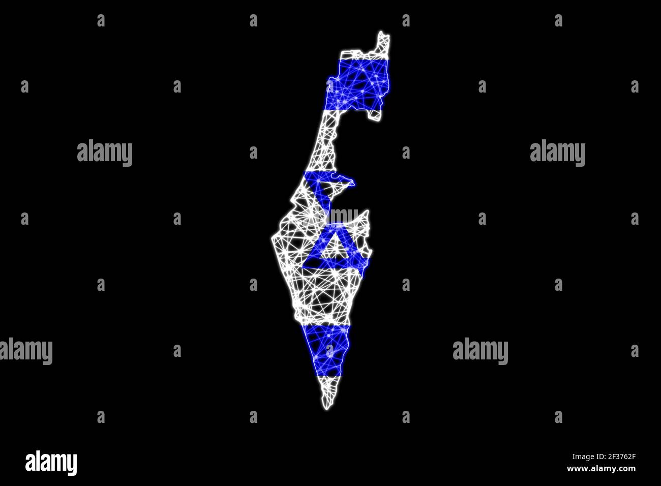 Map of Israel, Polygonal mesh line map, flag map Stock Photo - Alamy