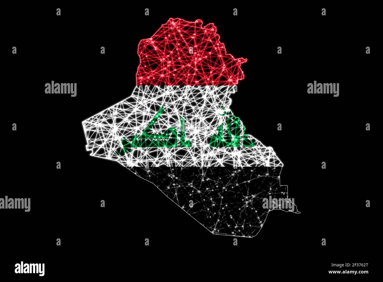 Map of Iraq, Polygonal mesh line map, flag map Stock Photo - Alamy