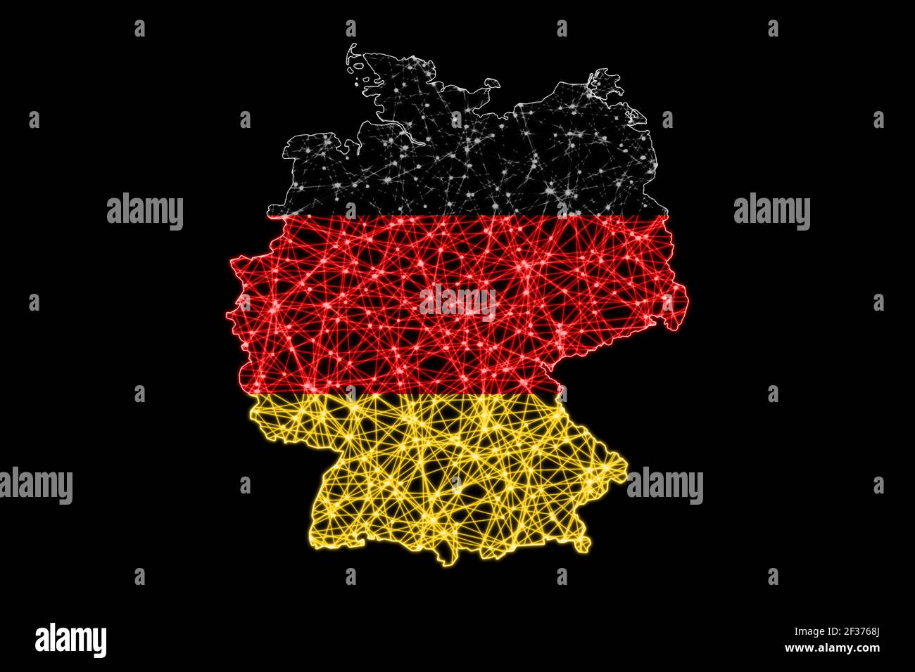 Map of Germany, Polygonal mesh line map, flag map Stock Photo - Alamy