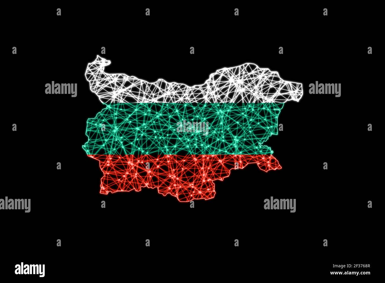 Map of Bulgaria, Polygonal mesh line map, flag map Stock Photo - Alamy