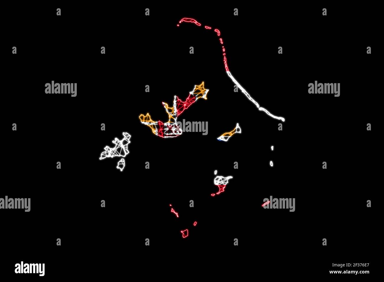 Map of French Polynesia, Polygonal mesh line map, flag map Stock Photo ...