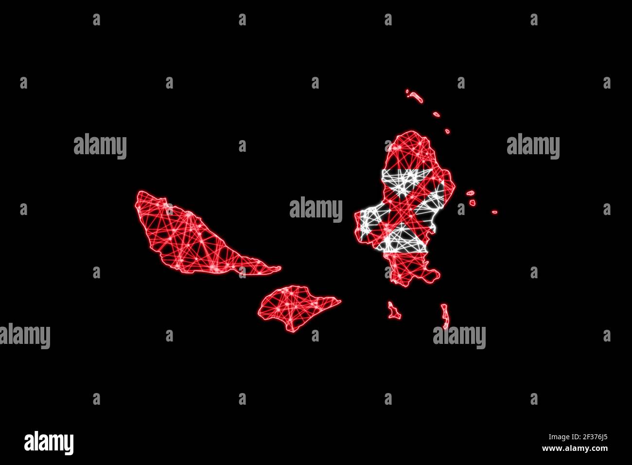 Map of Wallis and Futuna, Polygonal mesh line map, flag map Stock Photo ...