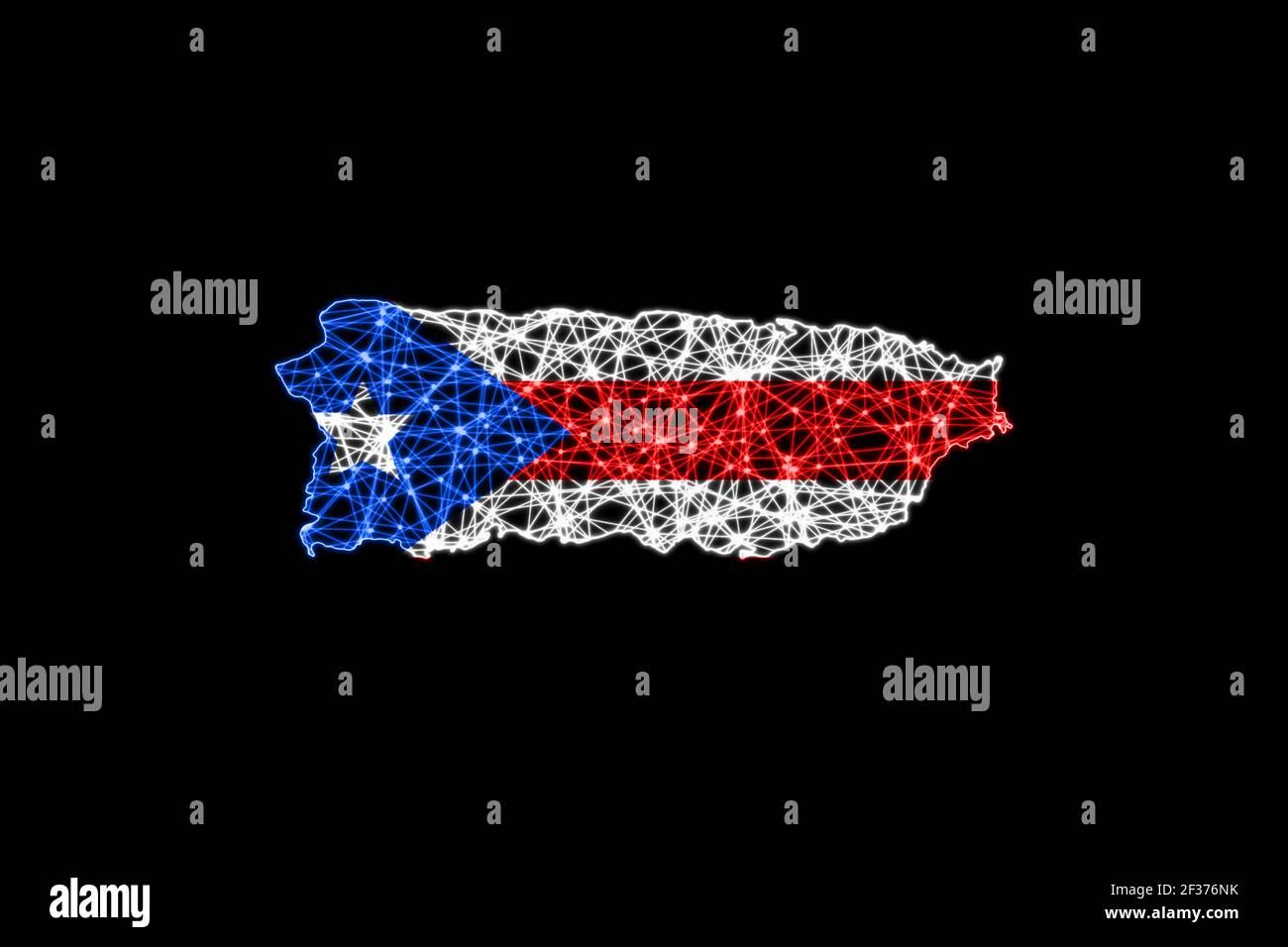 Map of Puerto Rico, Polygonal mesh line map, flag map Stock Photo - Alamy