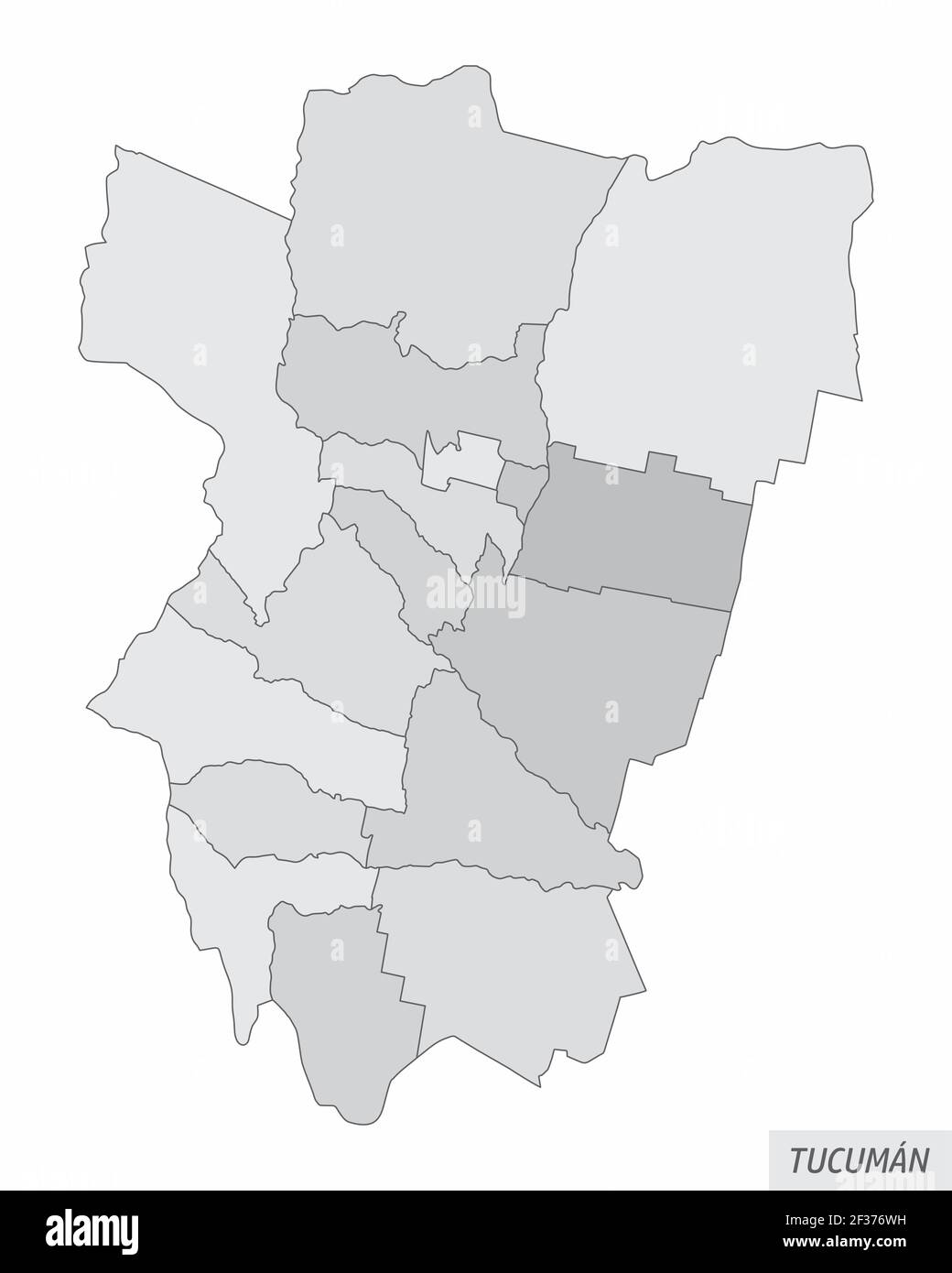 The Tucuman province isolated map divided in departments, Argentina ...