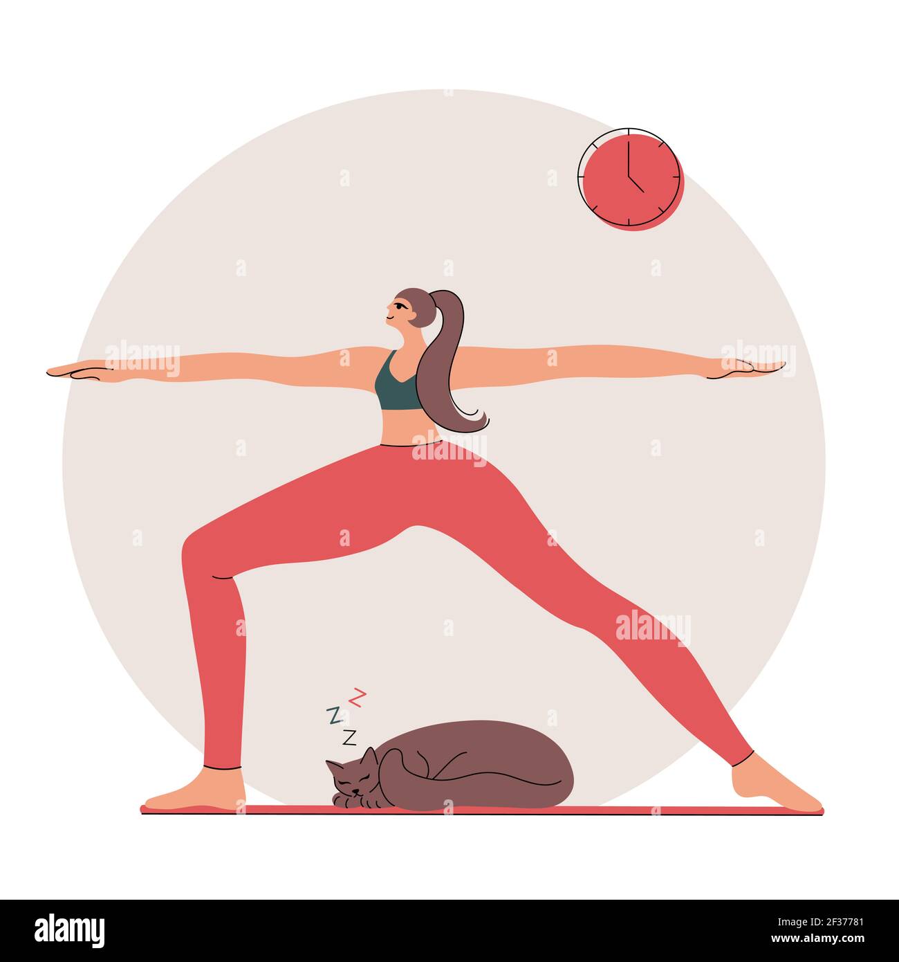 Woman doing yoga at home. Vector Illustration Stock Vector Image & Art ...
