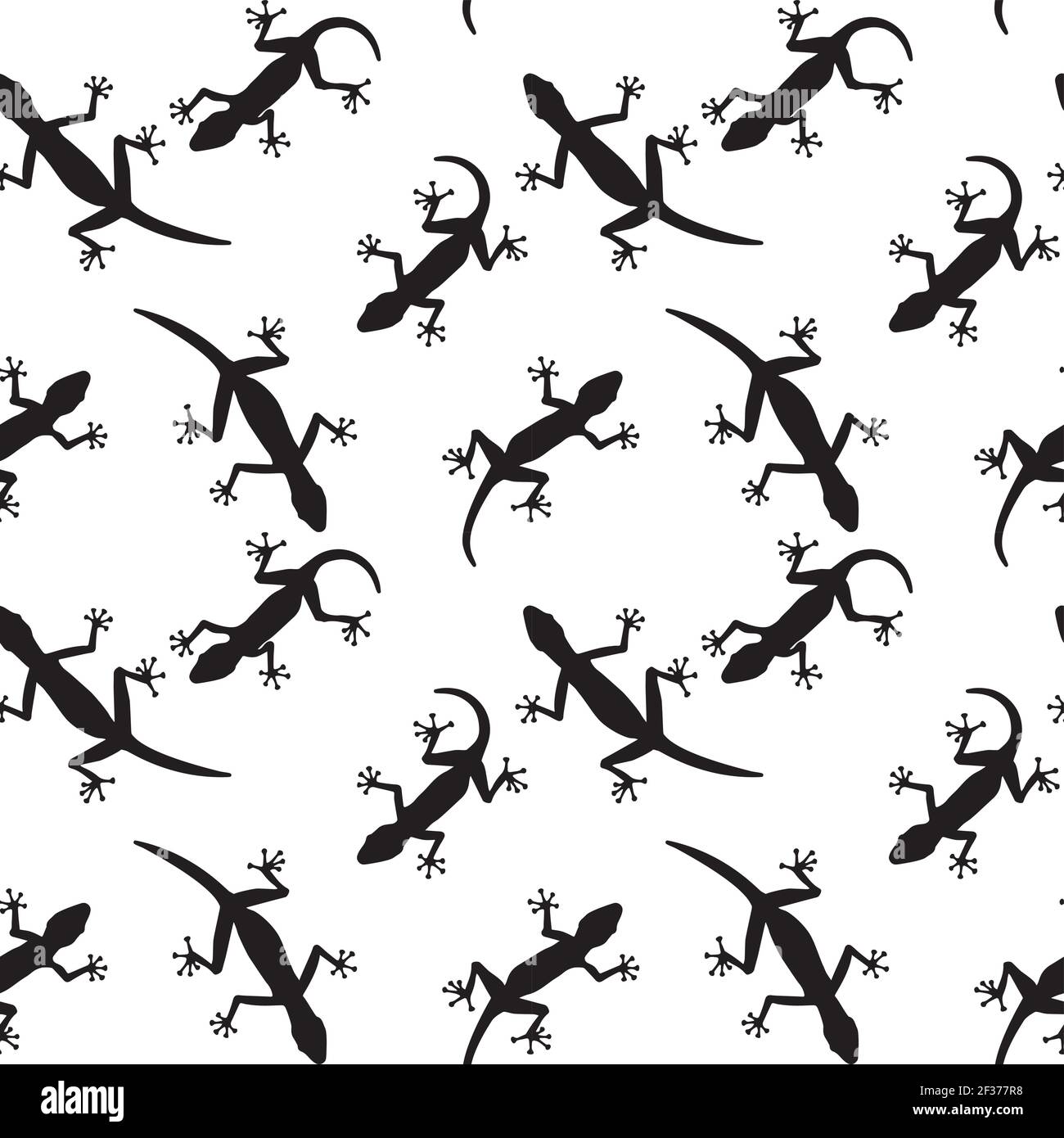 Black silhouette crawling in different directions of lizard on white ...