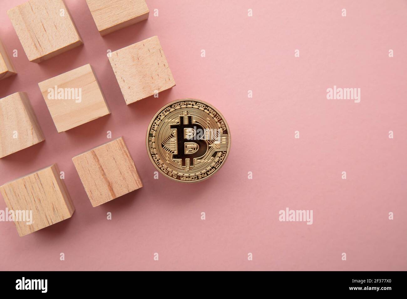 Bitcoin cryptocurrency coin blockchain technology concept. Coin with ...