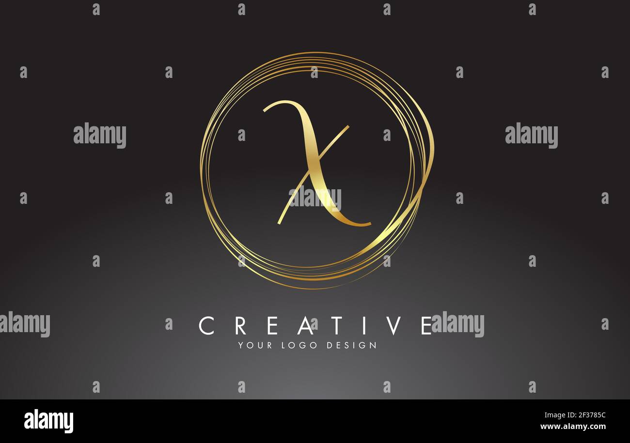 Handwritten X Golden Letters Logo with a minimalist design. X Icon with ...