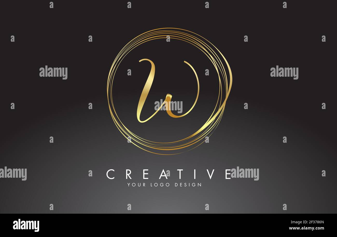 Handwritten W Golden Letters Logo with a minimalist design. W Icon with ...