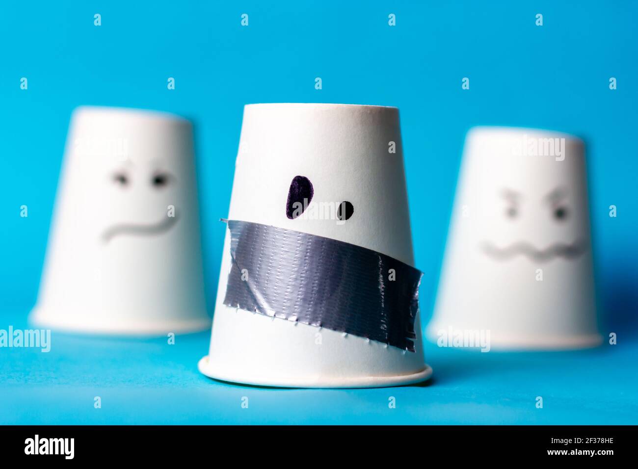 Mouth sealed with a piece of tape. Freedom of speech. Censorship Stock ...