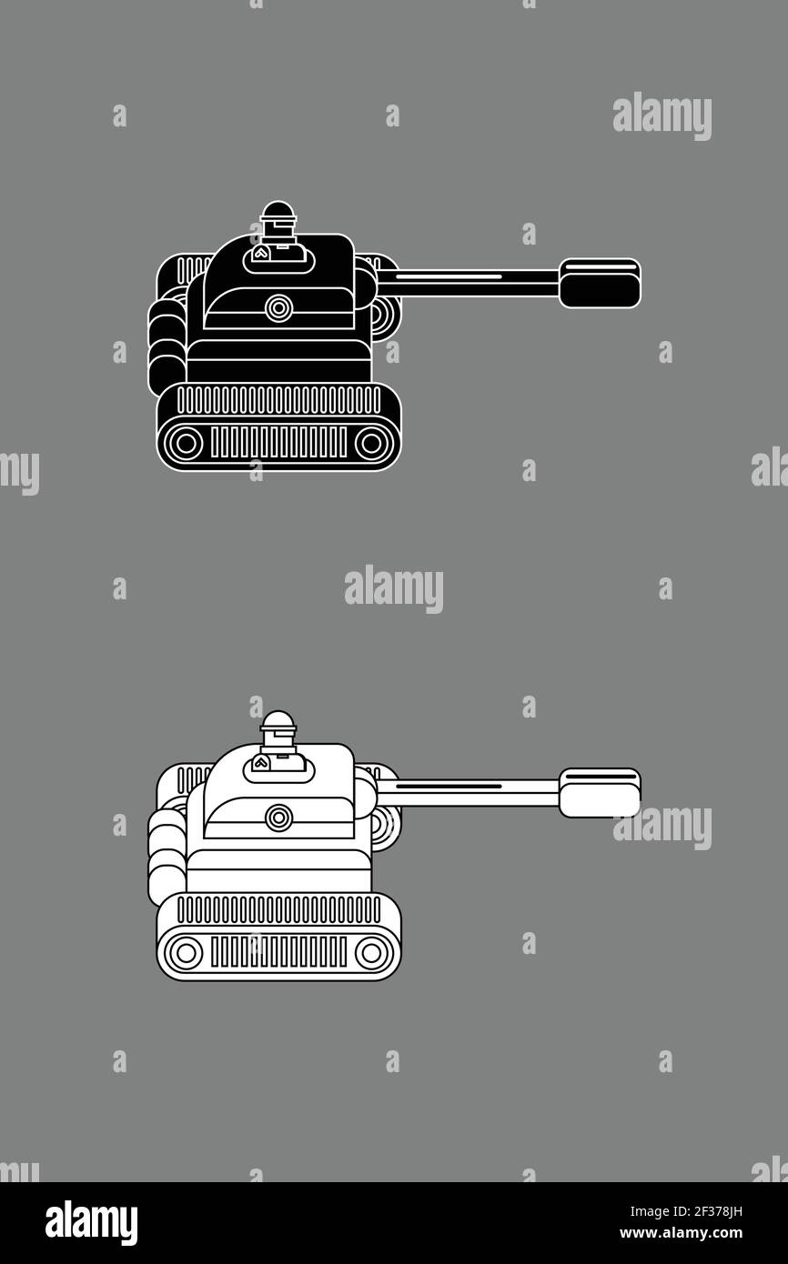 Tank toy flat design black white outline Stock Vector Image & Art - Alamy