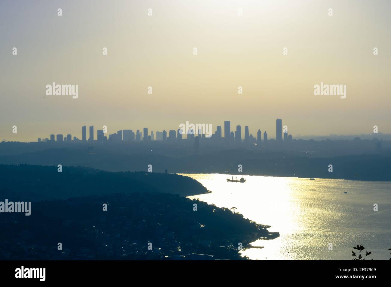 Istanbul Strait and Cityscape of Istanbul from Beykoz. North of ...