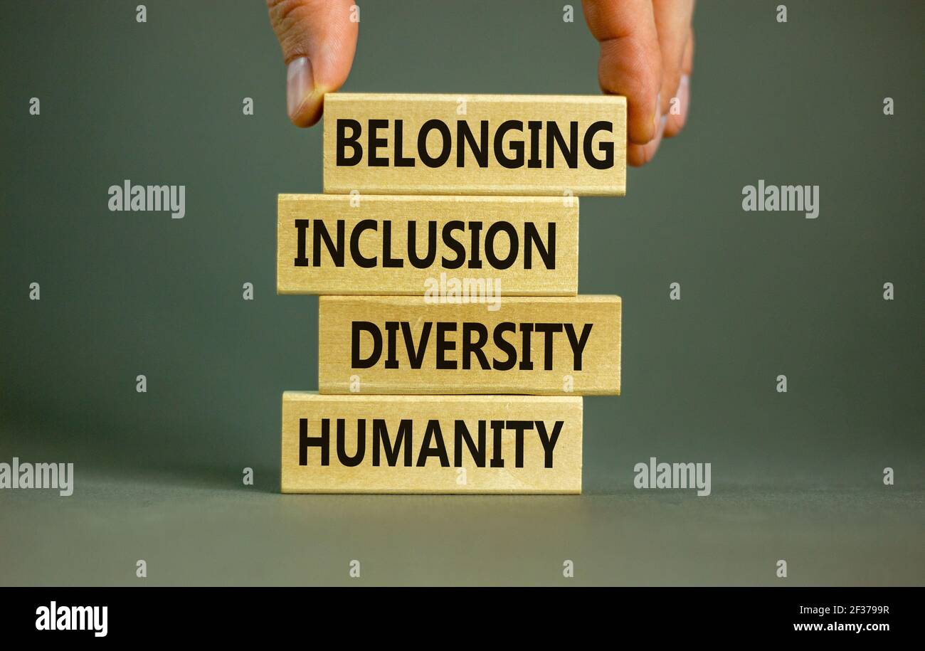 Humanity, diversity, inclusion, belonging symbol. Wooden blocks with ...