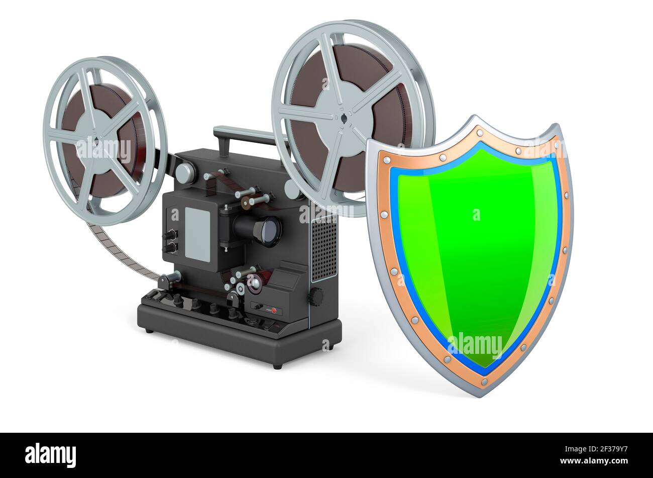 Film projector with shield, 3D rendering isolated on white background ...