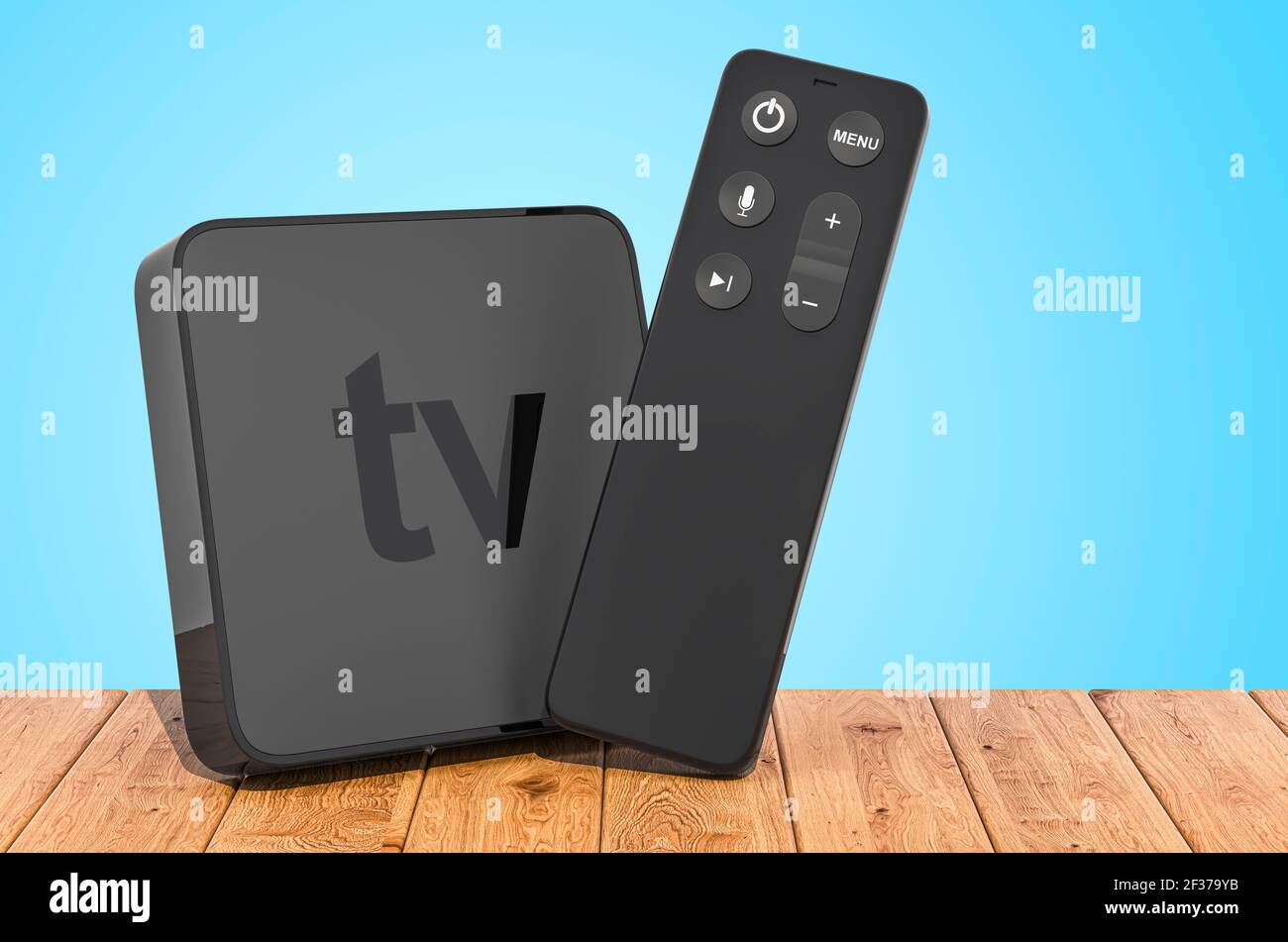 Modern Digital Media Player TV on the wooden planks, 3D rendering Stock ...