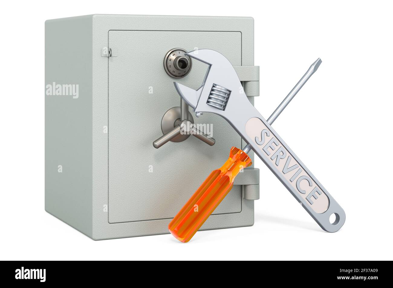 Service and repair of safe box combination, 3D rendering isolated on ...