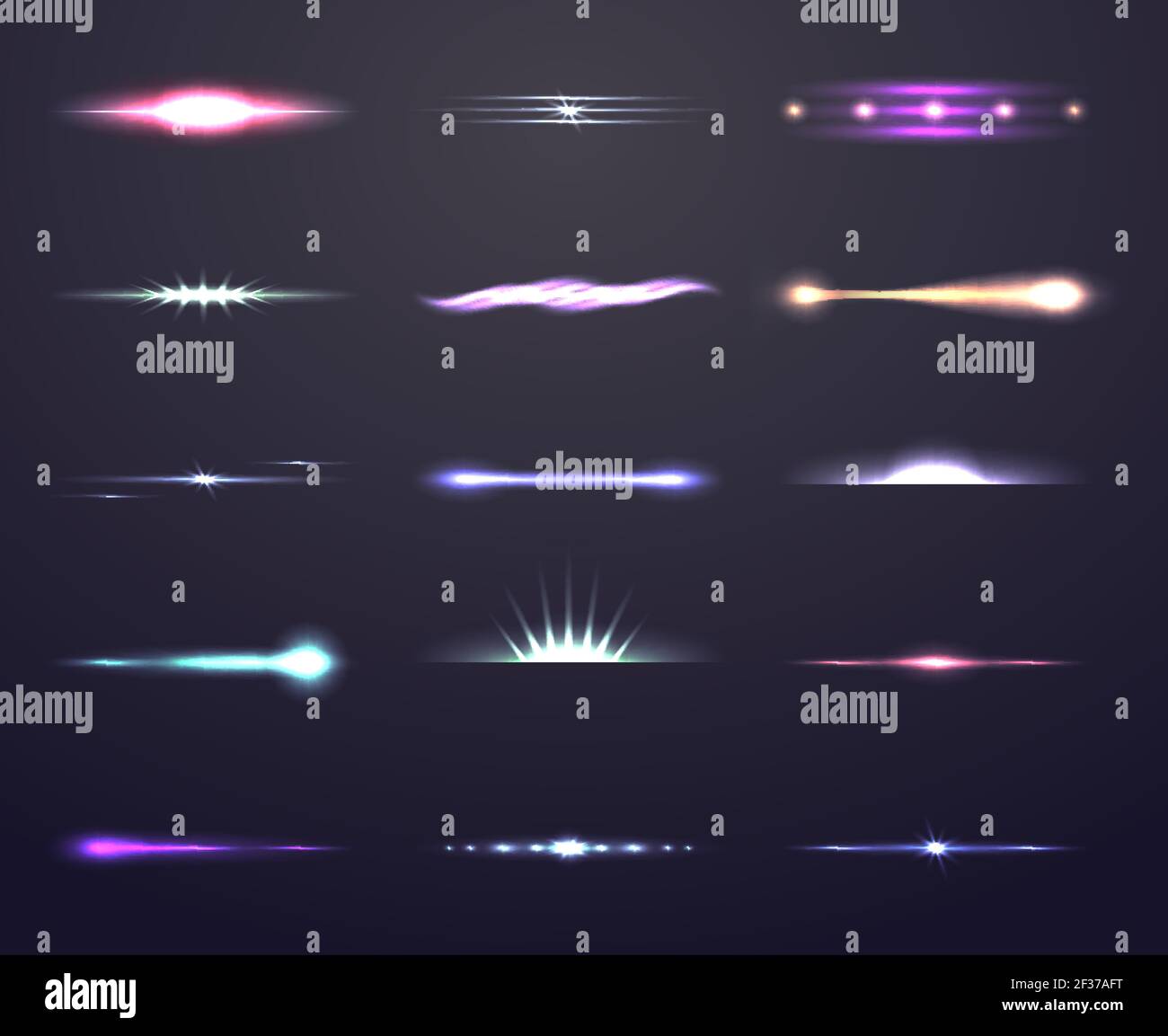 Vector light with lens effect or glow light effect set illustration ...