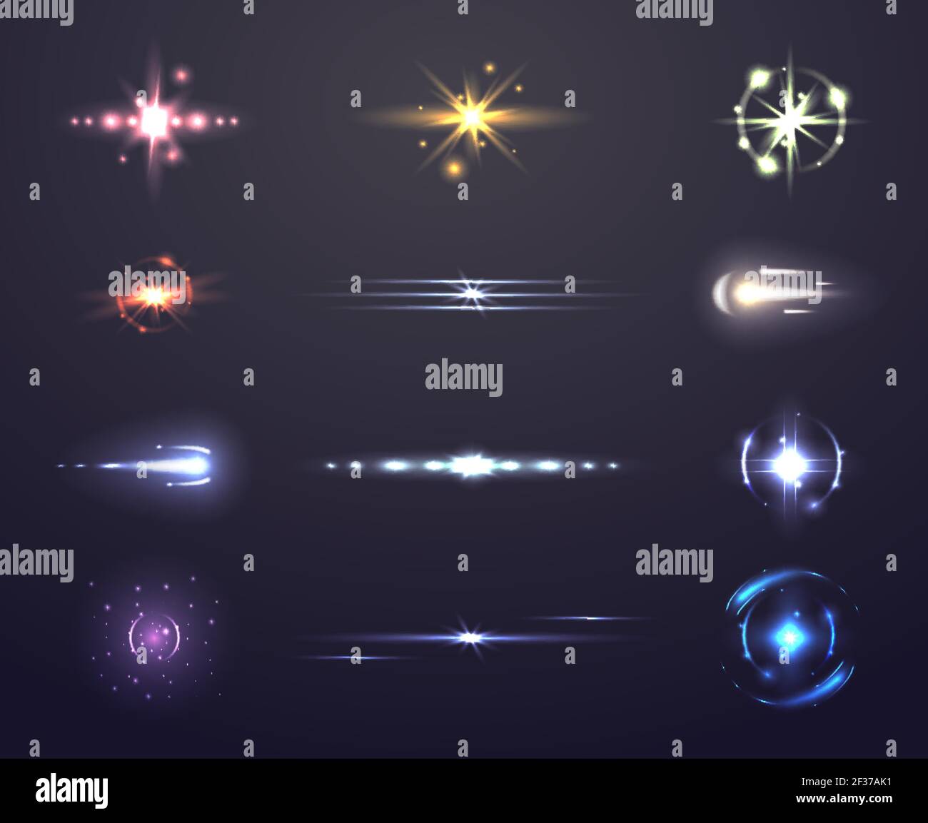 Lens flare and glowing, set of light effects, vector illustration Stock Vector Image & Art - Alamy