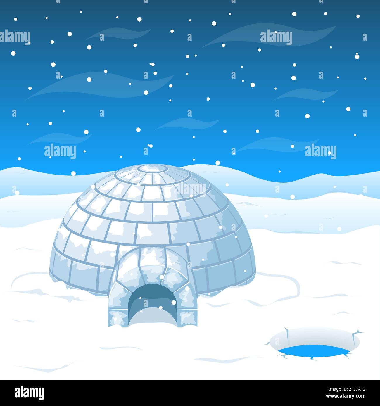 Eskimo cold house from ice blocks in Antarctica vector illustration ...