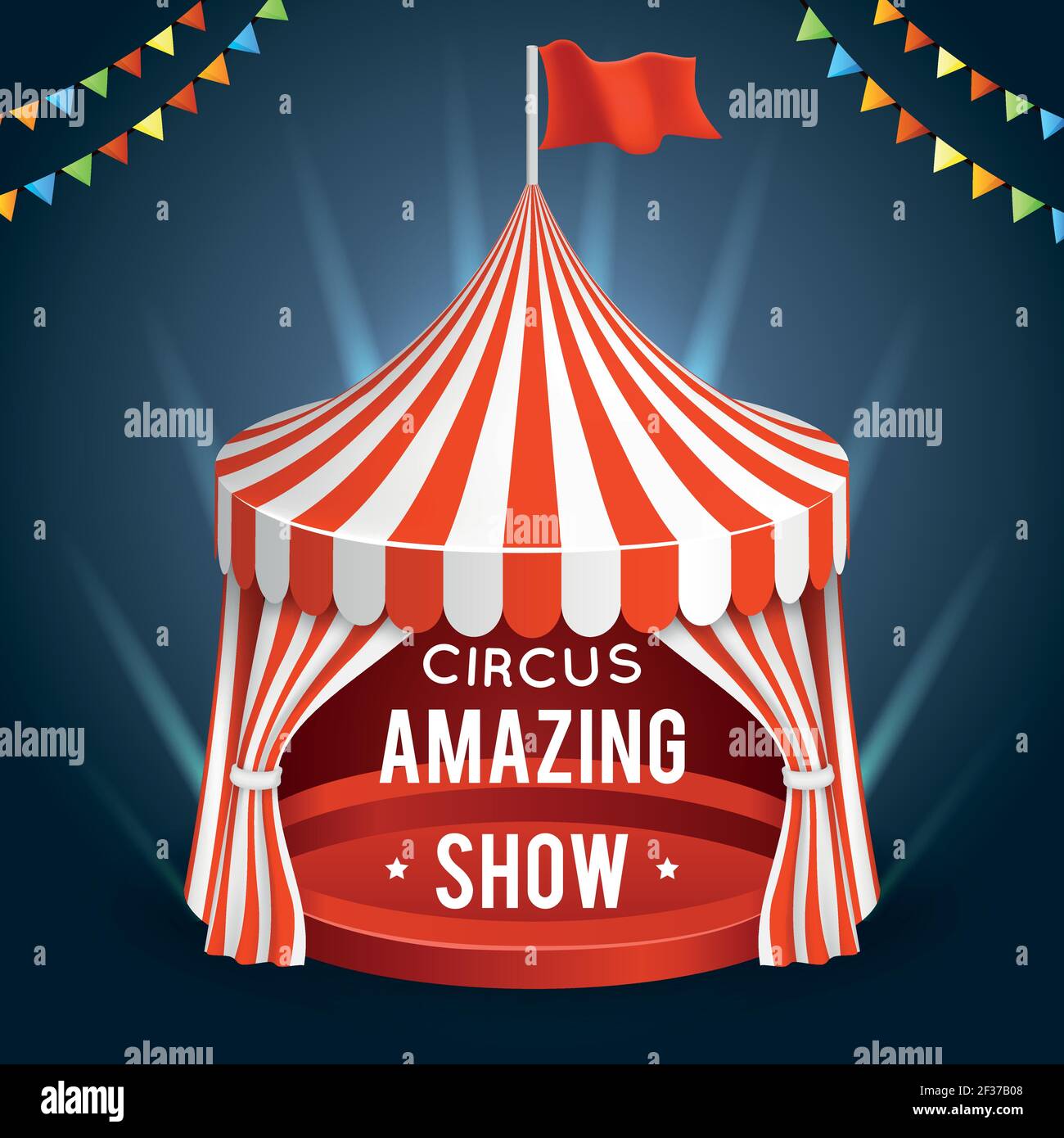Funfair circus. Vector poster with tent, banner for amazing show ...