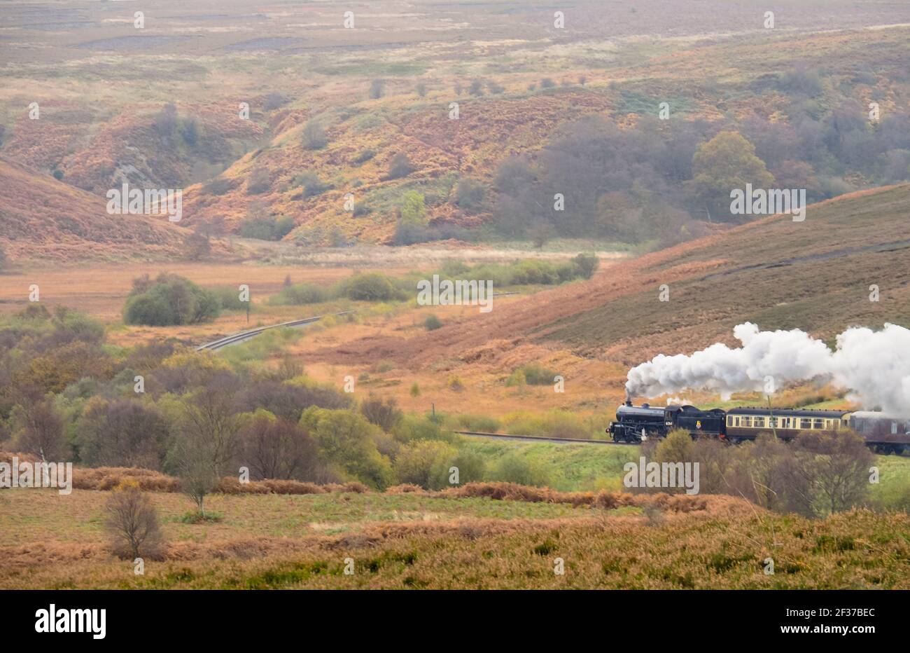 steam locomotive and autumn moors in England Stock Photo - Alamy