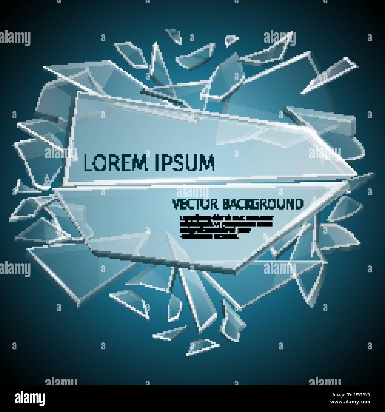 Broken glass label vector design. Part of glass transparent and ...