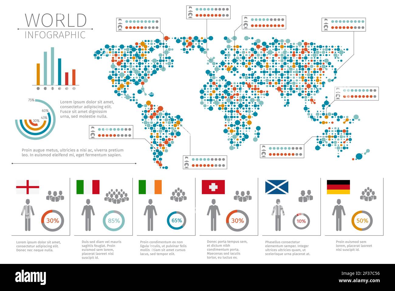 World people infographics. Human infographic on world map vector ...