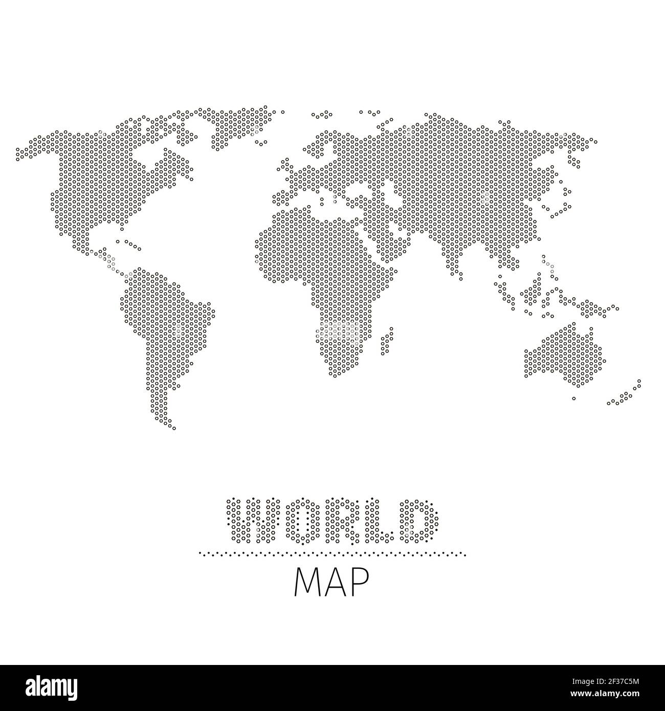 Hexagonal dots world map on white background vector illustration. World ...