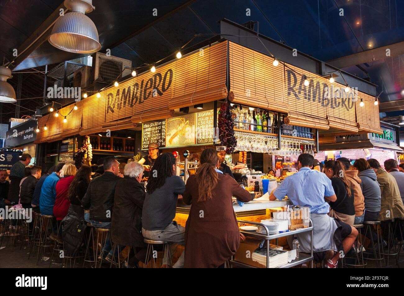 BARCELONA, SPAIN - MARCH 10, 2018: Famous Barcelona food market La ...