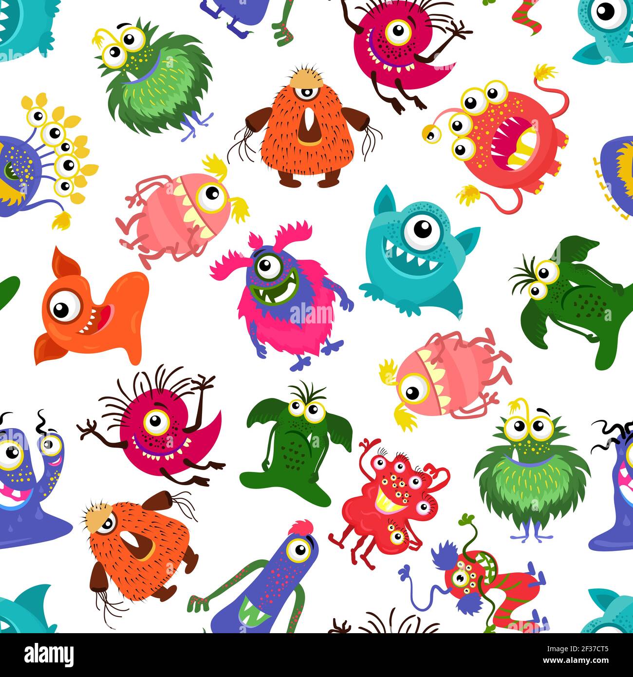 Cute vector seamless colorful monster pattern for happy little boy ...