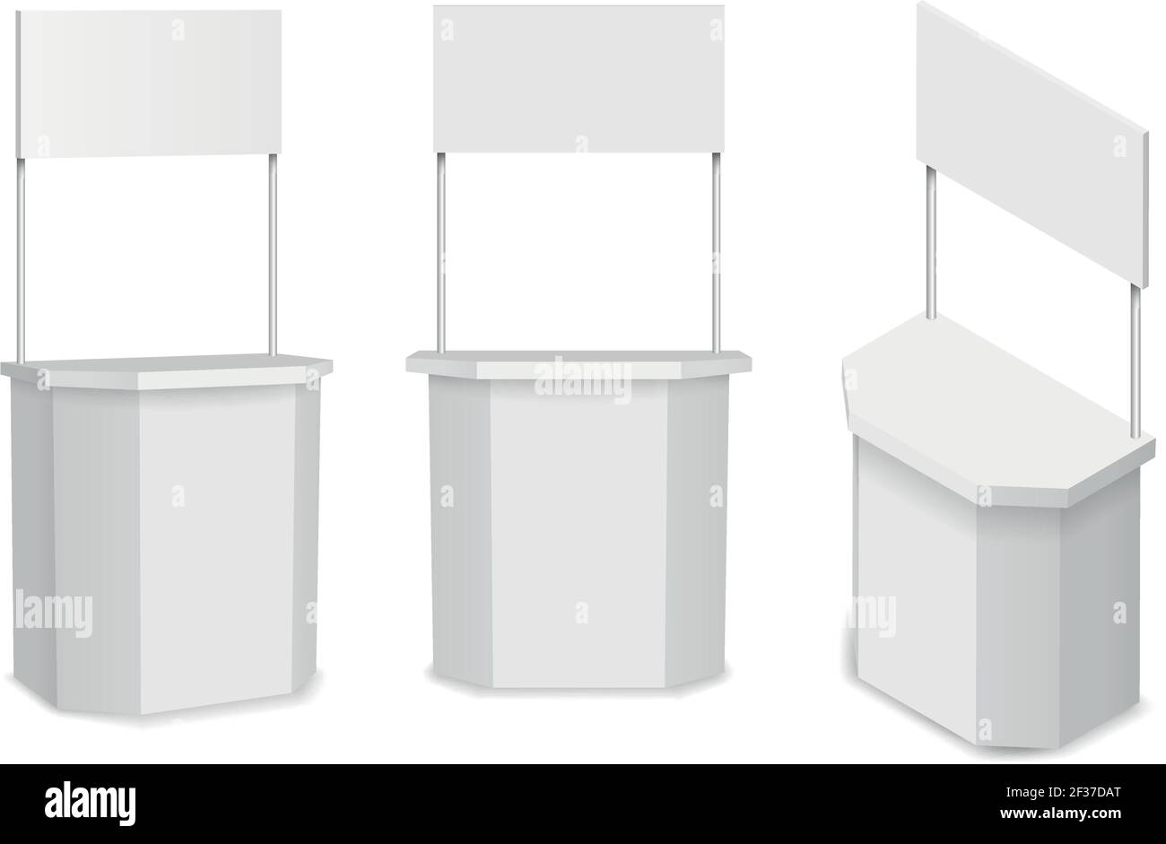 White empty promotion stand or promotion counter. Commercial store and ...