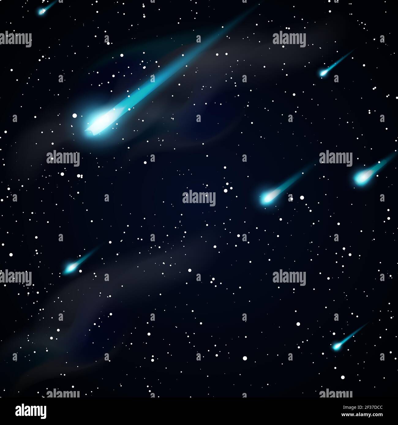 Falling stars, meteors or comets. Starry night sky vector background ...