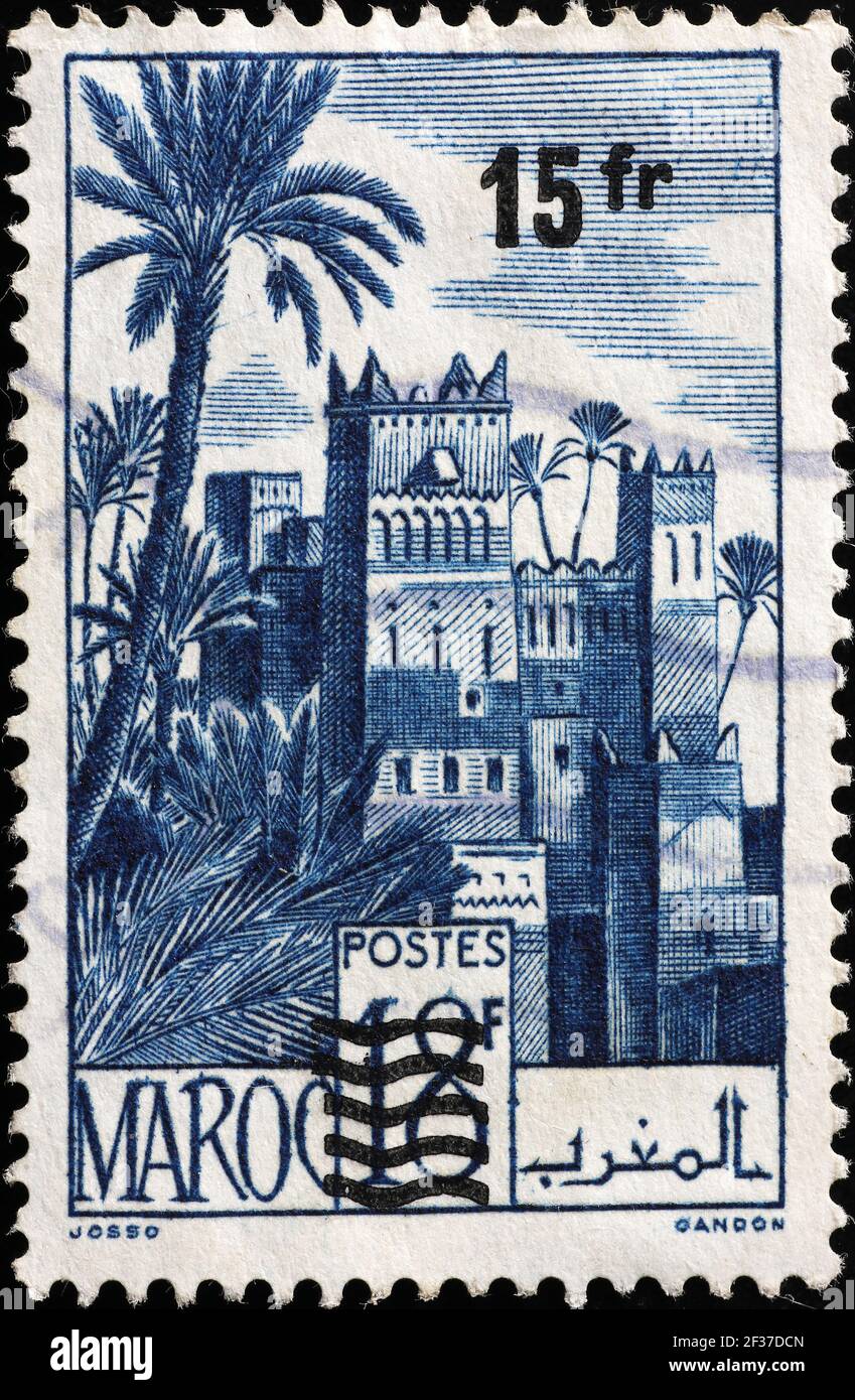 Beautiful vintage stamp of moroccan ancient town Stock Photo - Alamy