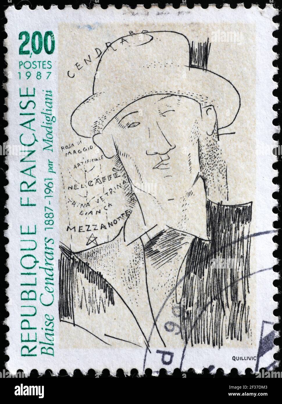 Drawing by Amedeo Modigliani on postage stamp Stock Photo - Alamy