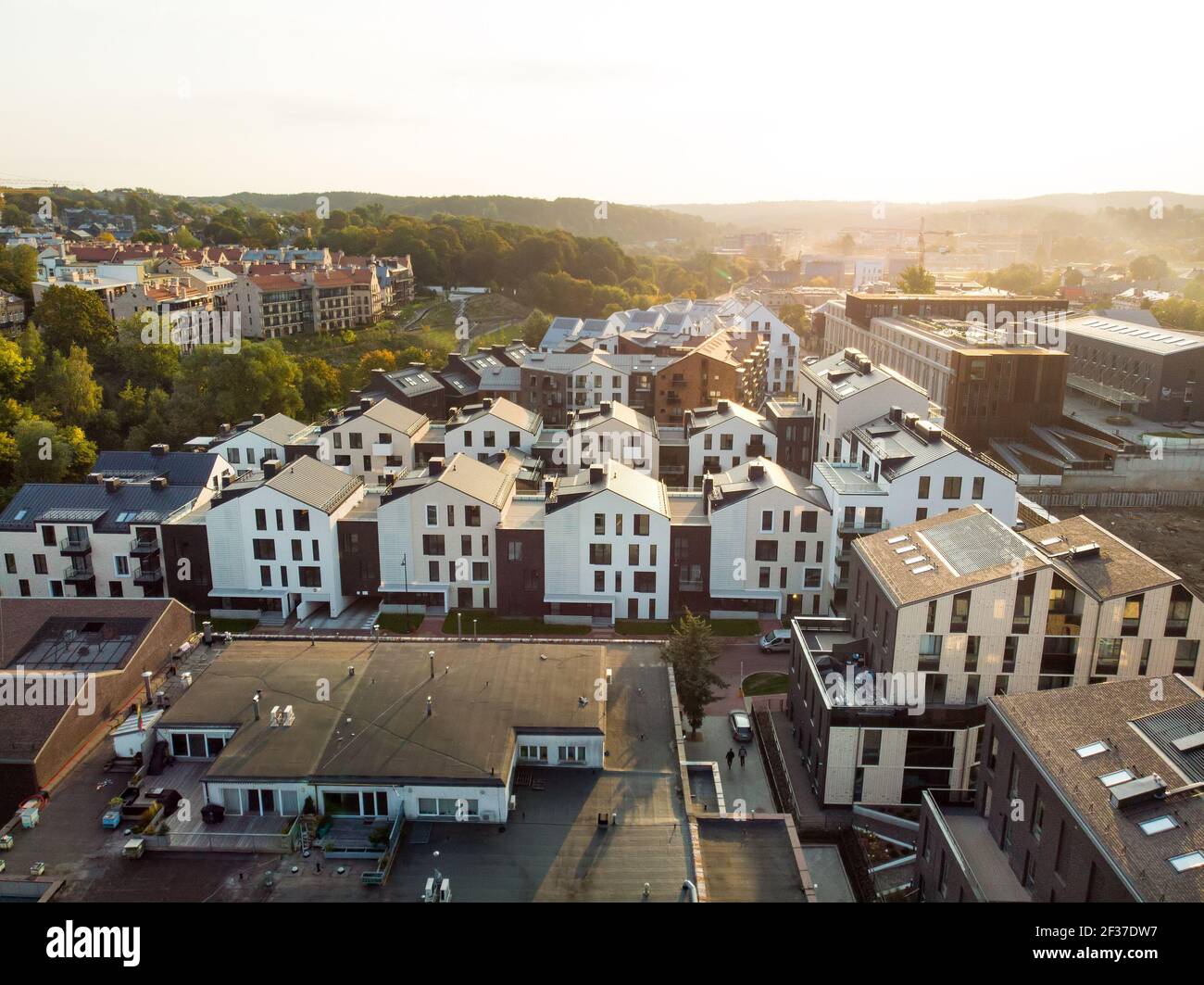 Aerial view of residential area in Vilnius, Lithuania. New modern ...