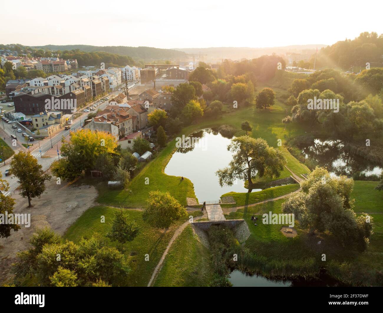 Aerial view of residential area in Vilnius, Lithuania. New modern ...