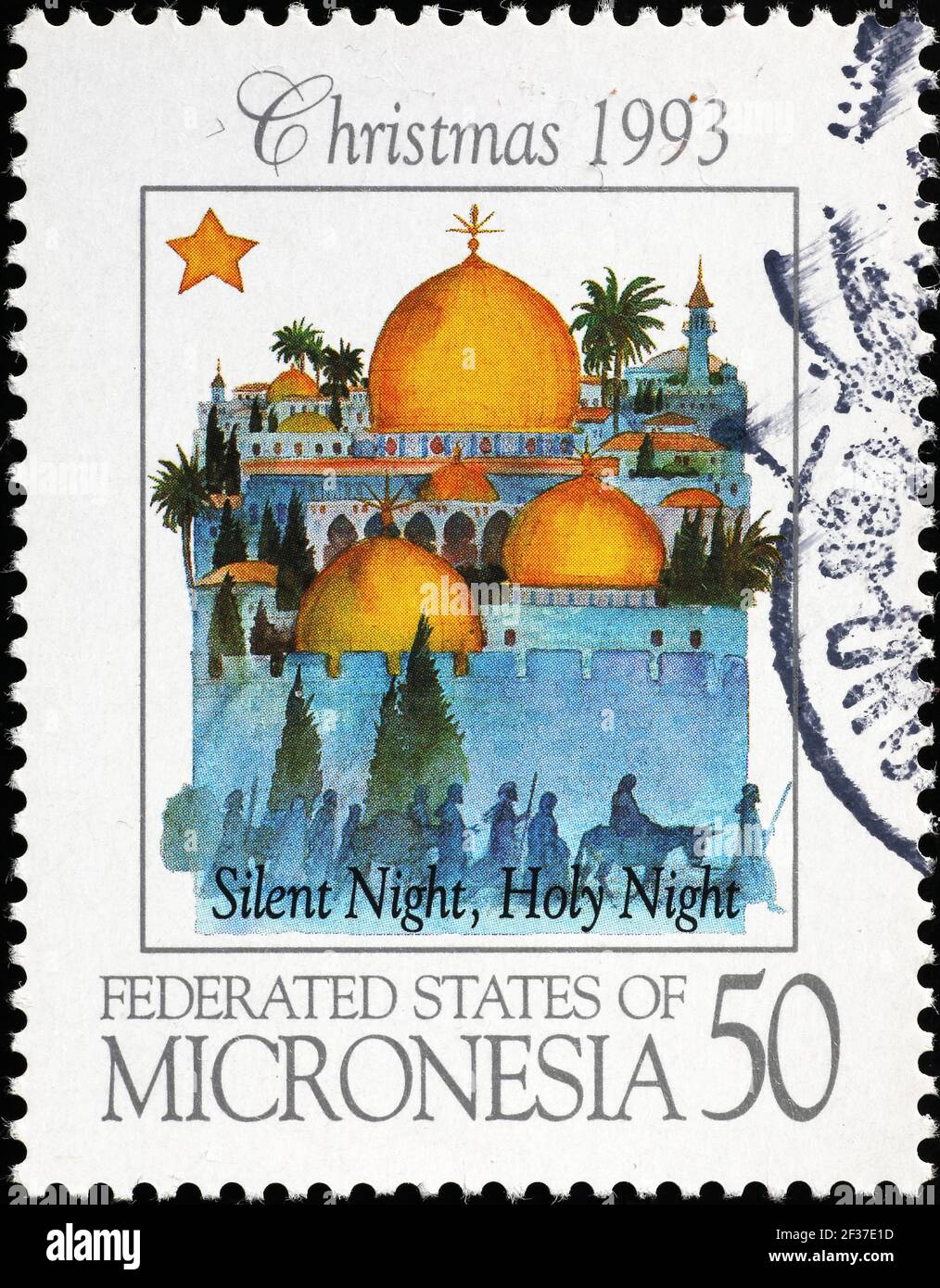 Image of Bethlehem on Christmas postage stamp Stock Photo - Alamy