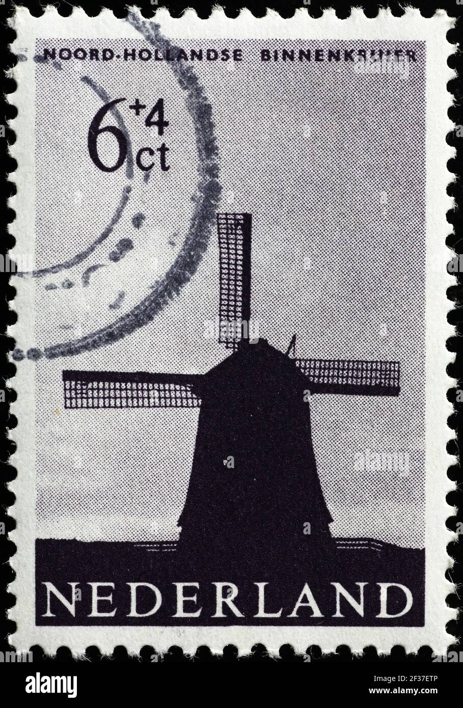 Silhouette of a windmill on dutch postage stamp Stock Photo - Alamy