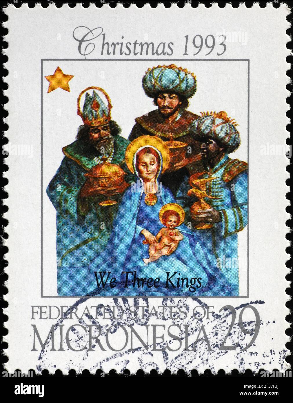 Three kings on christian postage stamp Stock Photo - Alamy