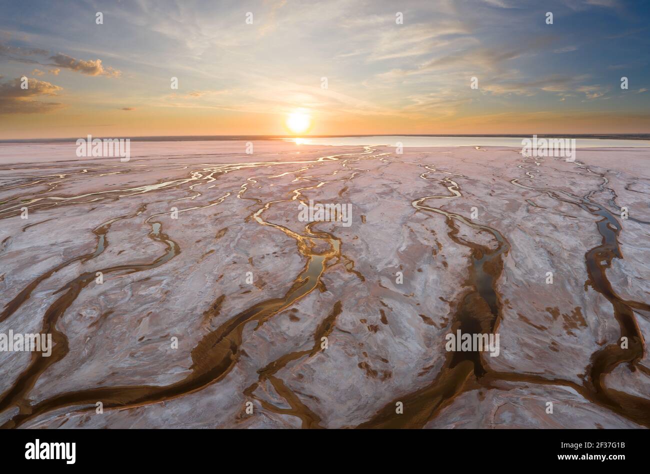 Colorful Sunset over Streams in Desert Playa Stock Photo - Alamy