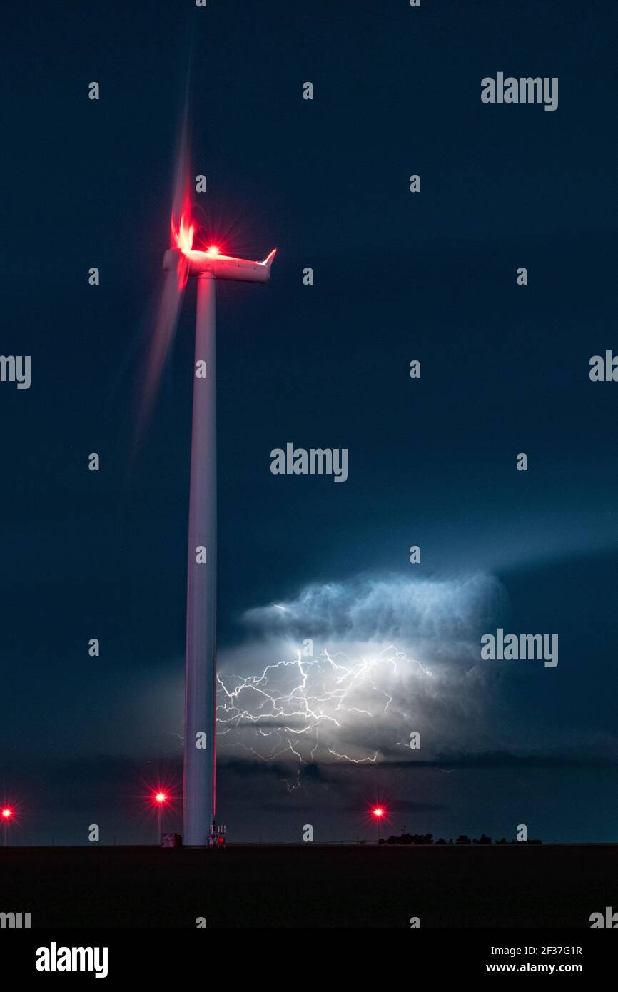 Lightning storm wind turbine hi-res stock photography and images - Alamy