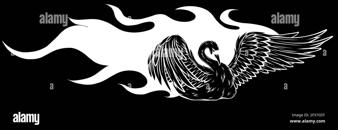 vector of a swan represented in the form of a flame. silhouette in ...